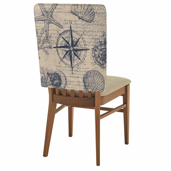 2 Pack Vintage Nautical Chair Back Covers Summer Navy Blue Compass ...