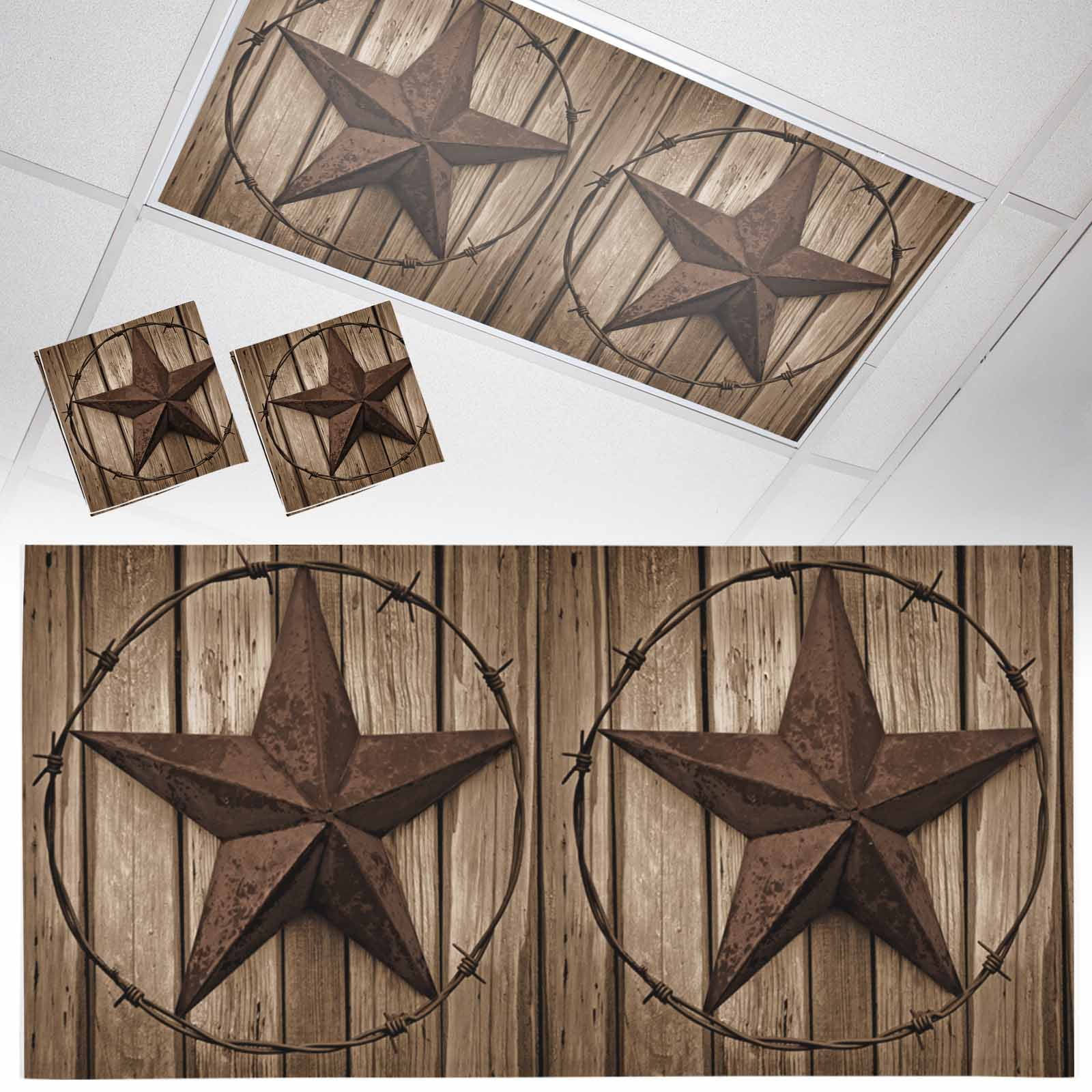 2 Pack Vintage Texas Star Fluorescent Light Covers for Ceiling Lights ...