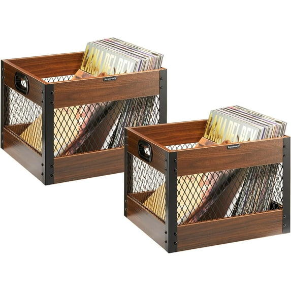 2-Pack Vinyl Record Organizer, Wooden LP Album Rack Cube Organizer ...