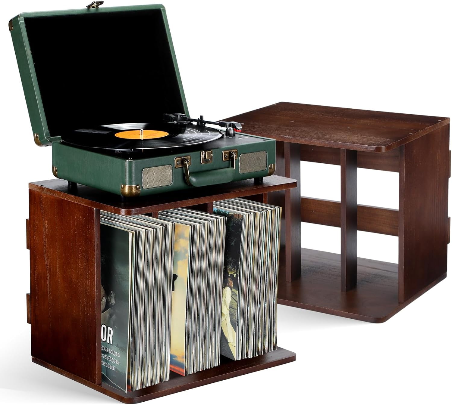 2 Pack Vinyl Record Storage Cubes Stackable Wall Mount 160-200 Albums ...