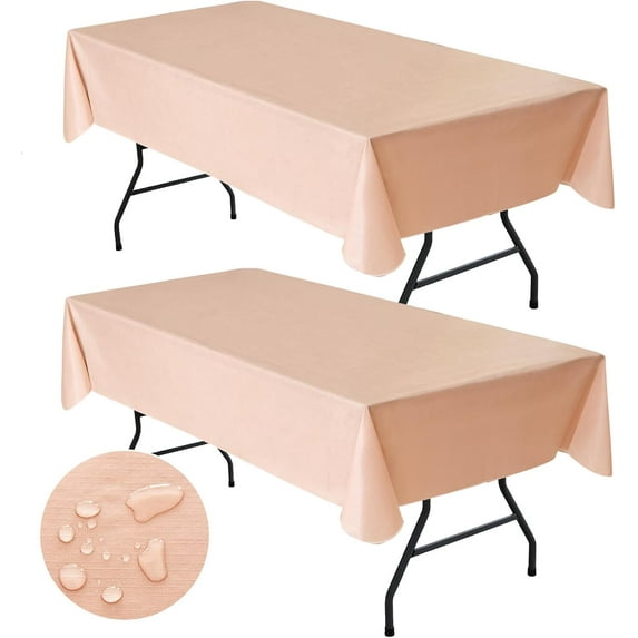 TRAHOO-2 Pack Vinyl Tablecloths 60x102 Inch-Champagne Vinyl Tablecloth ...