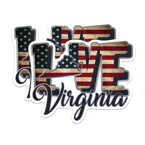 (2 Pack) Virginia Love State Stickers - VA State USA Flag American ...