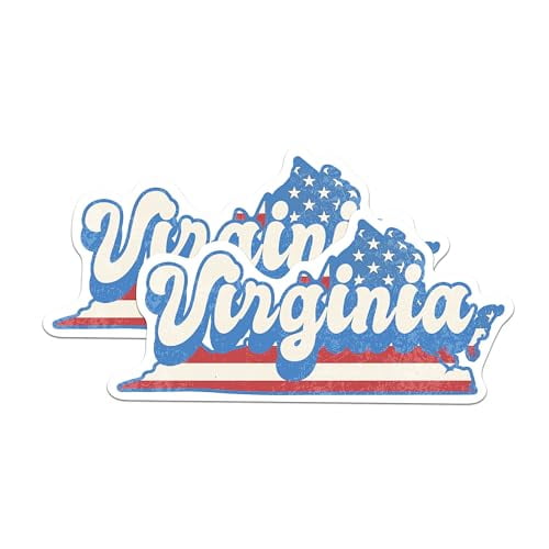 (2 Pack) Virginia State Outline Stickers - VA State Shape with USA Flag ...