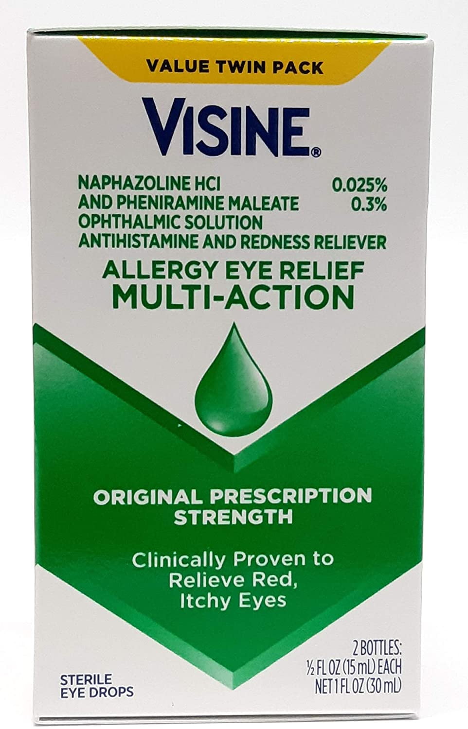 Visine-A Eye Allergy Relief For Redness & Itchy Eyes 2 Count Each ...