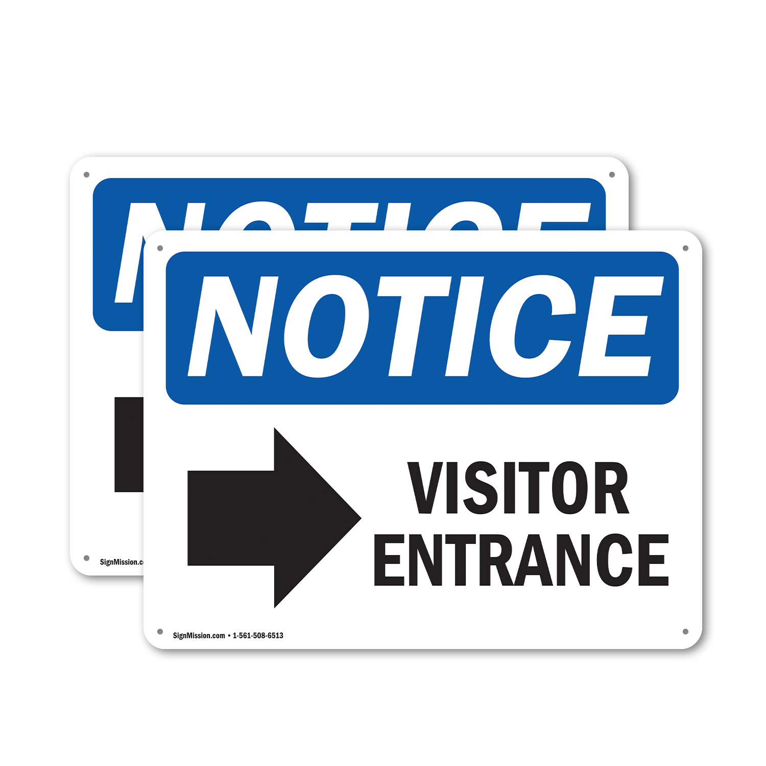 (2 Pack) Visitor Entrance [Right Arrow] OSHA Notice Sign 14 Inch X 10 ...