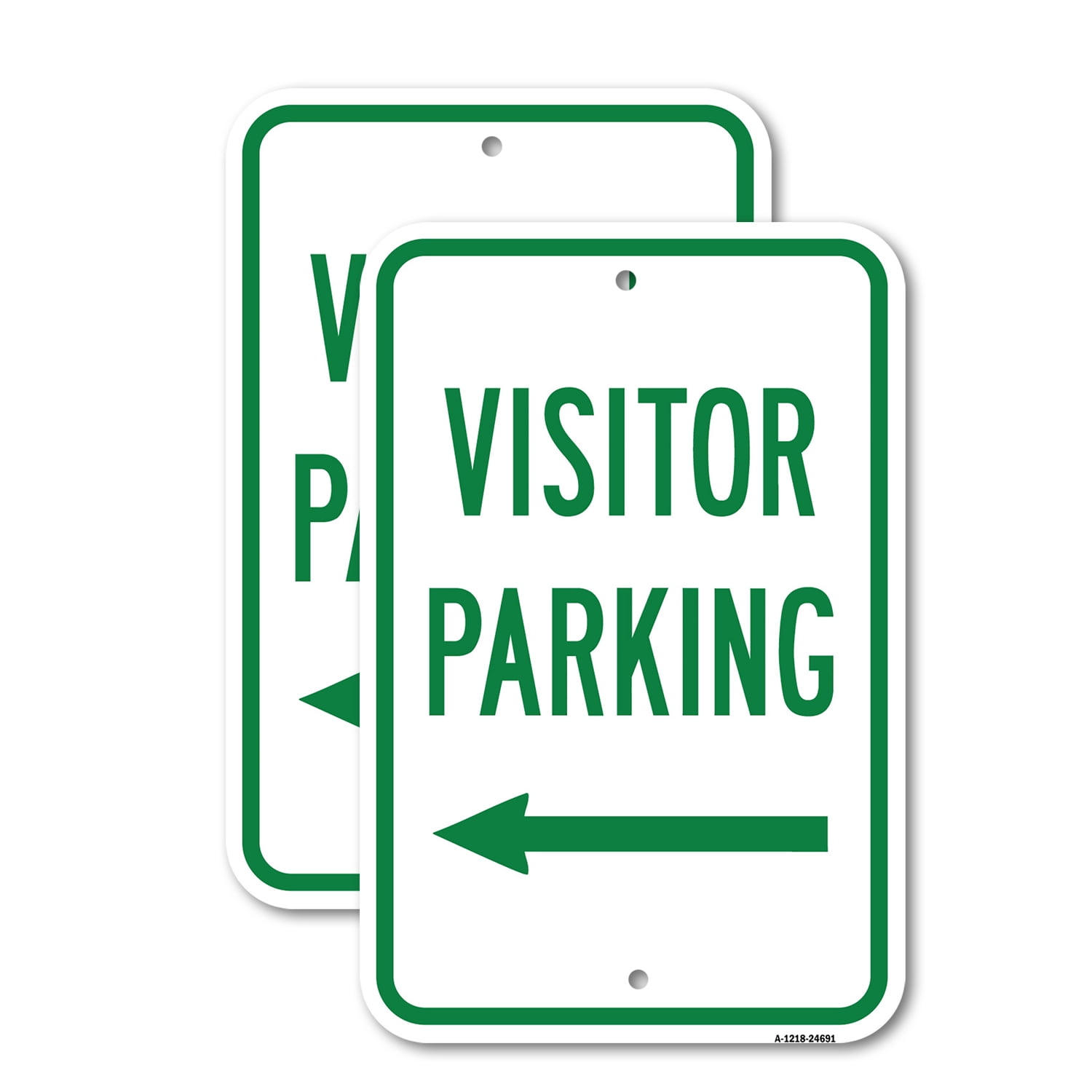 (2 Pack) Visitor Parking With Left Arrow | 18" X 24" Heavy-Gauge ...