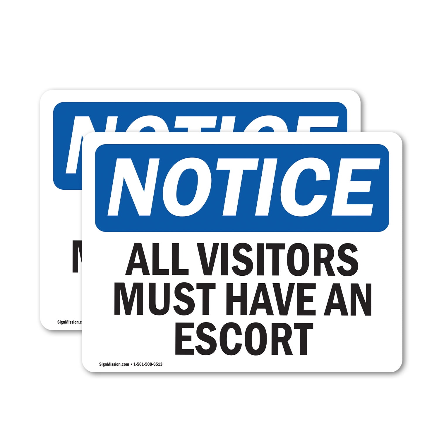 (2 Pack) All Visitors Must Have An Escort OSHA Notice Sign 24 Inch X 18 ...