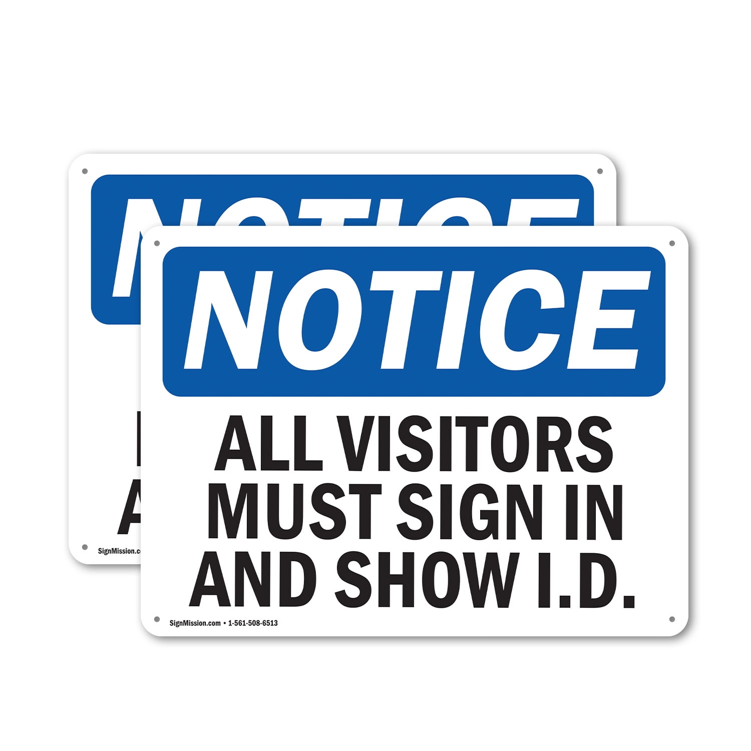 (2 Pack) All Visitors Must OSHA Notice Sign 24 Inch X 18 Inch Indoor ...