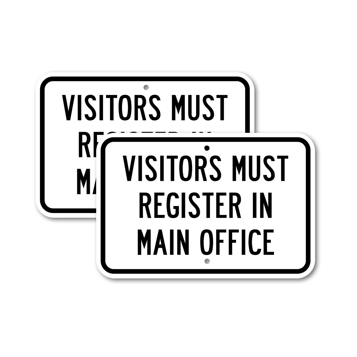 (2 Pack) Visitors Must Register In Main Office | 12" X 18" Heavy-Gauge ...