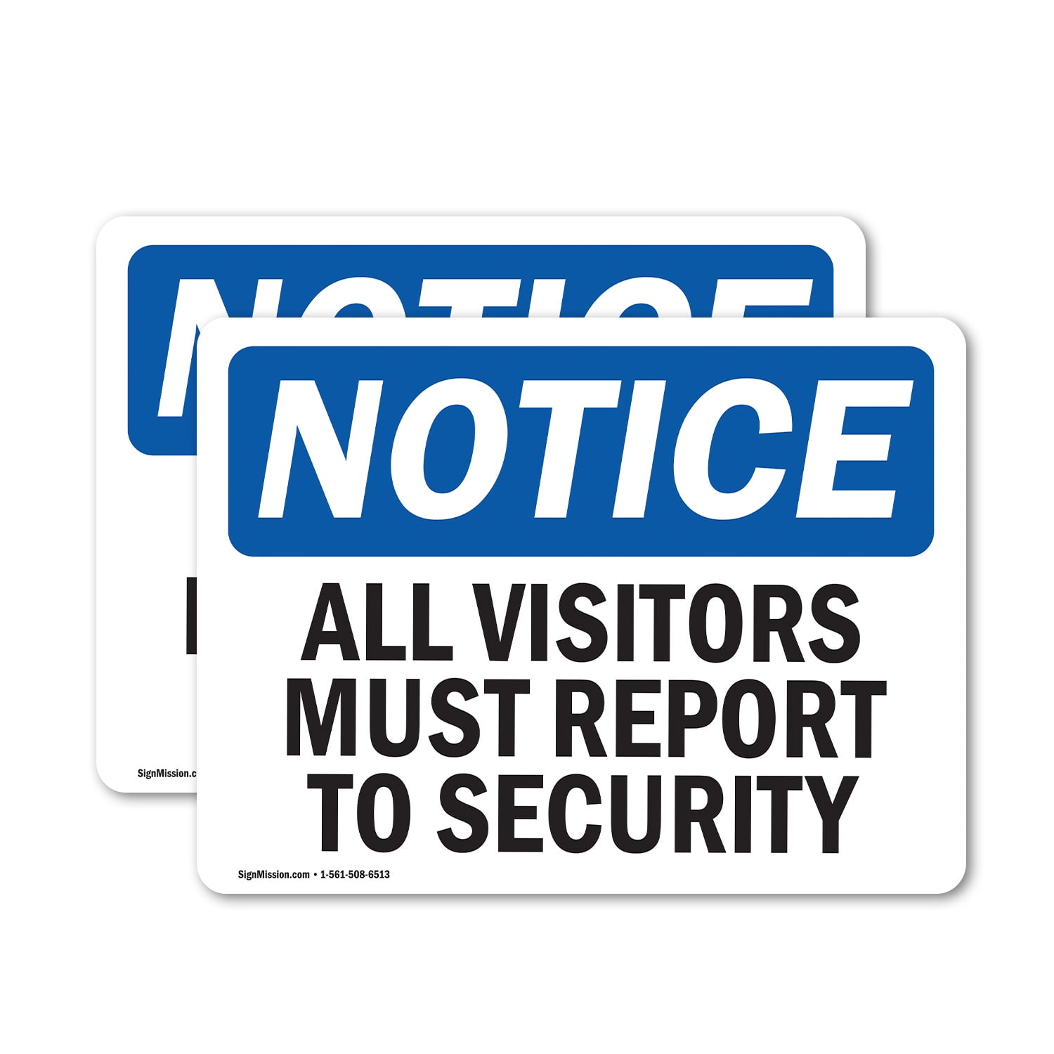 (2 Pack) All Visitors Must Report To Security OSHA Notice Sign 7 Inch X ...