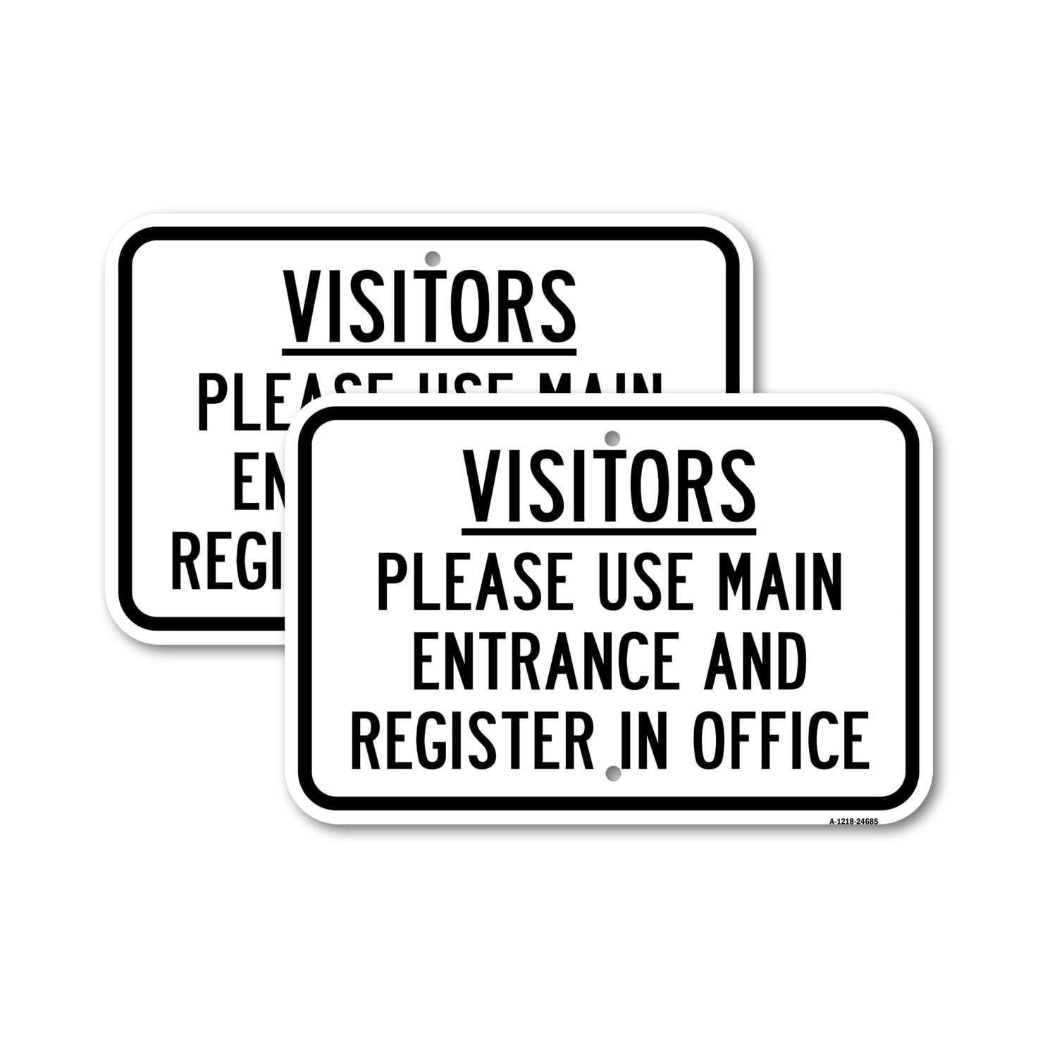 (2 Pack) Visitors Please Use Main Entrance & Register In Of | 12" X 18 ...