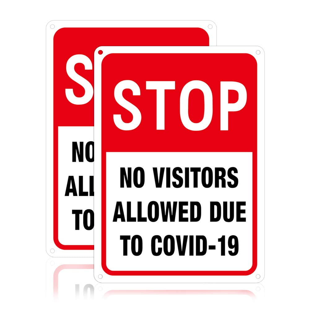 2 Pack Visitors Stop Warning Signs 7x10 inches 30 Mil Aluminum No ...