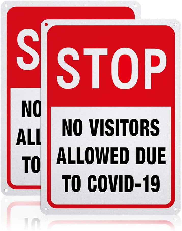 2 Pack Visitors Stop Warning Signs 7x10 inches 40 Mil Aluminum No ...