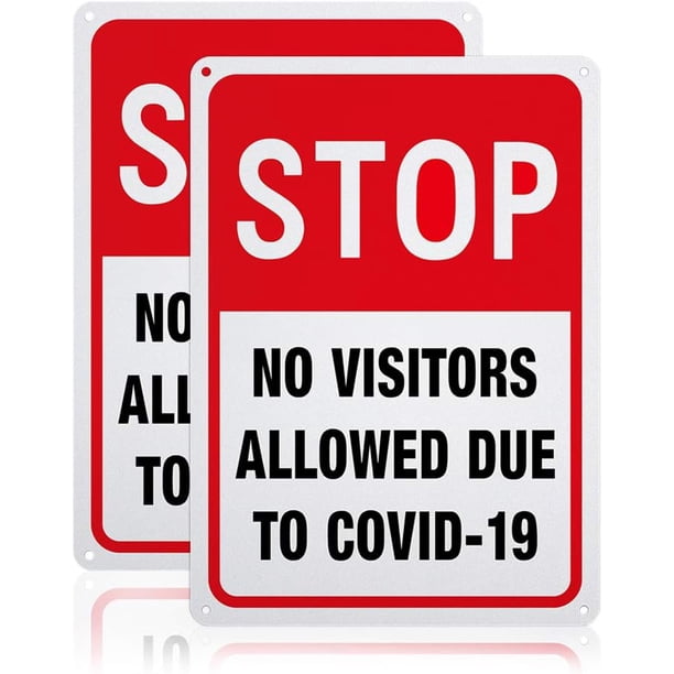 2 Pack Visitors Stop Warning Signs 7x10 inches 40 Mil Aluminum No ...