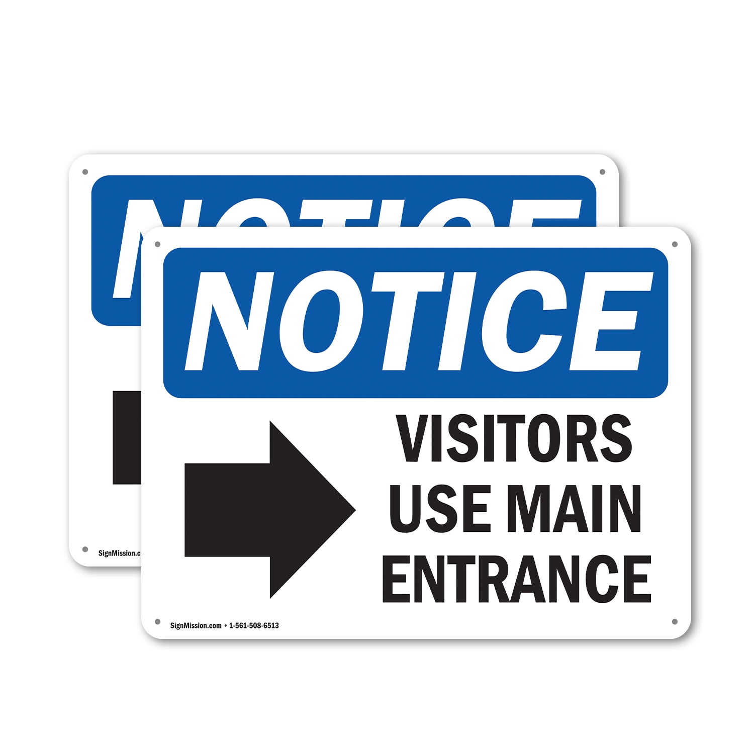 (2 Pack) Visitors Use Main Entrance [Right OSHA Notice Sign 14 Inch X ...