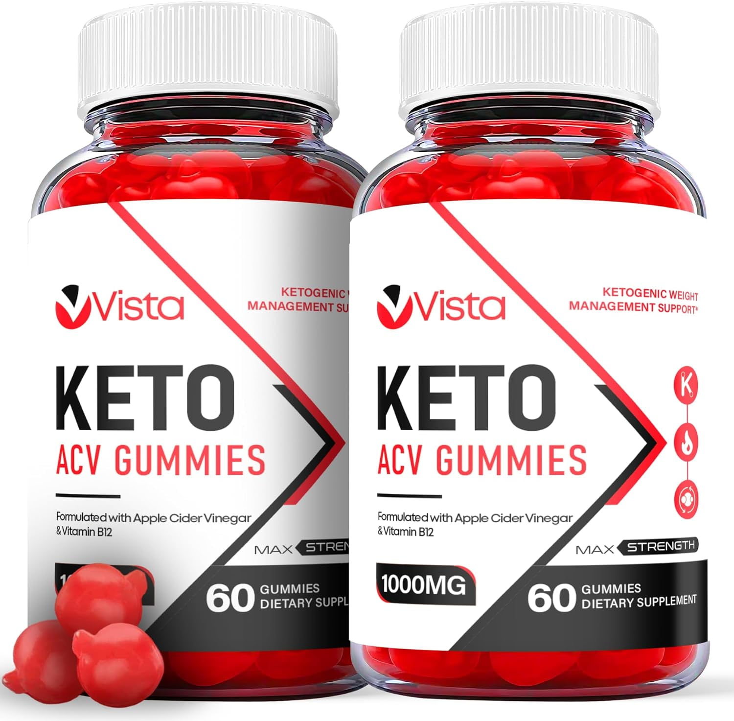 (2 Pack) Vista Keto ACV Gummies - Apple Cider Vinegar Supplement for ...