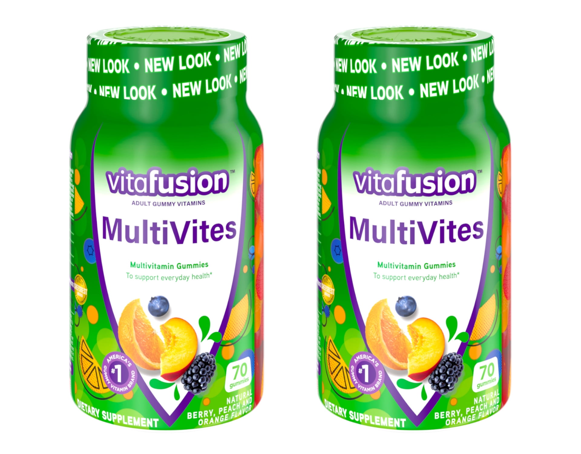 2 Pack Vitafusion Gummy MultiVites Dietary Supplement Berry Peach ...