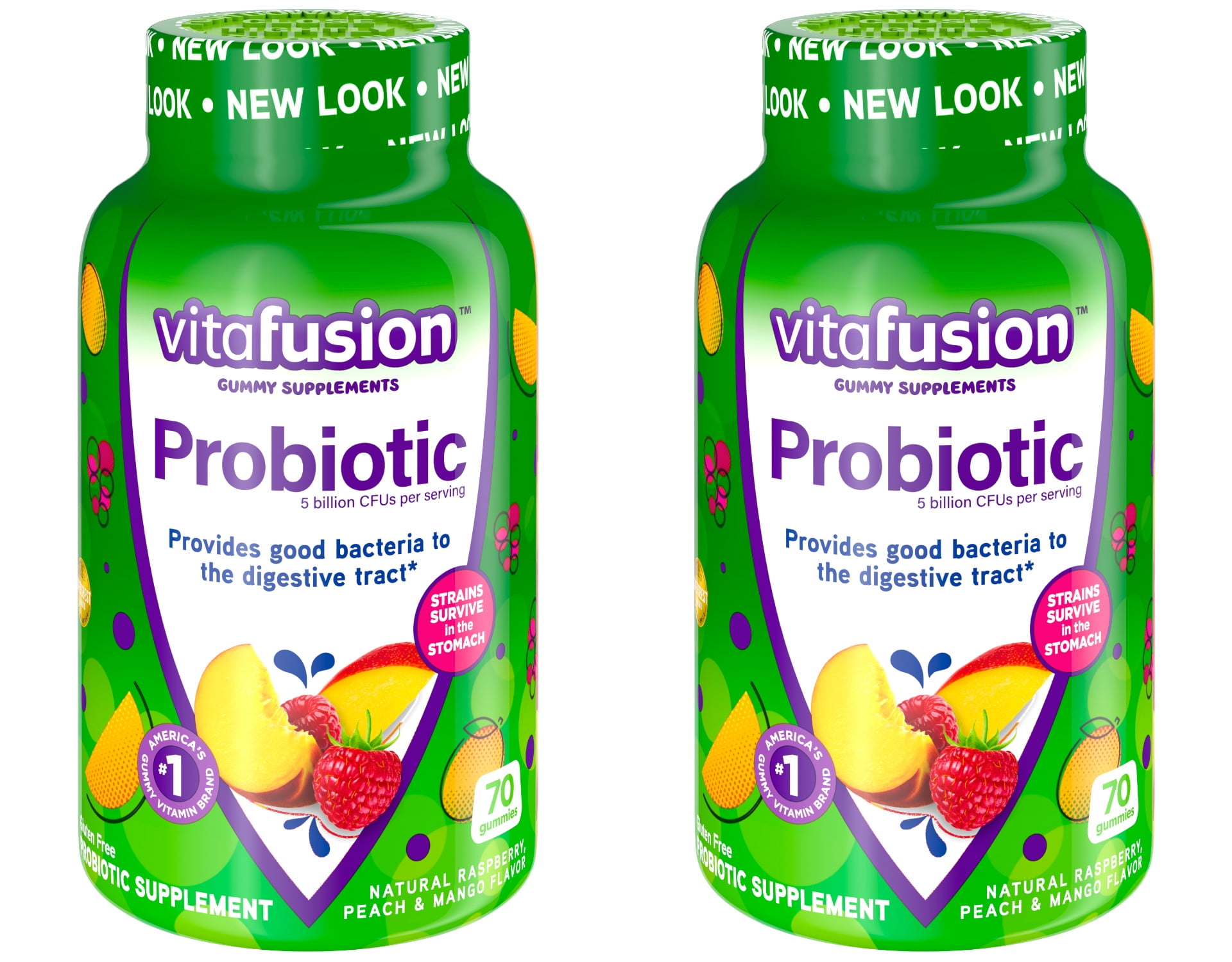 Vitafusion Probiotic Gummy Supplement, Raspberry Peach Mango, 2 Pack ...