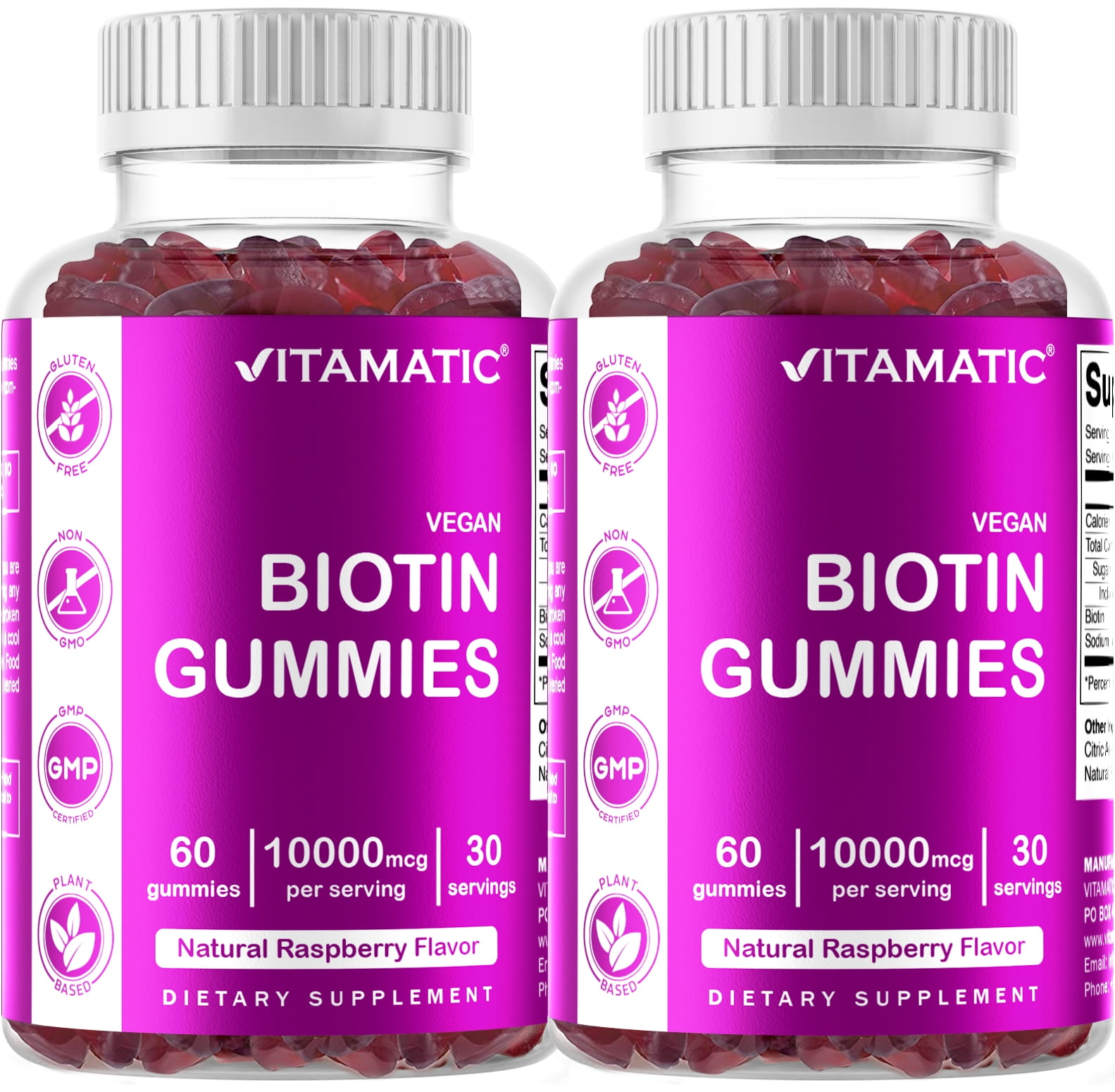 Vitamatic Biotin 10,000 mcg Vegan & Vegetarian Gummies - Supplement for Stronger Hair, Skin ...