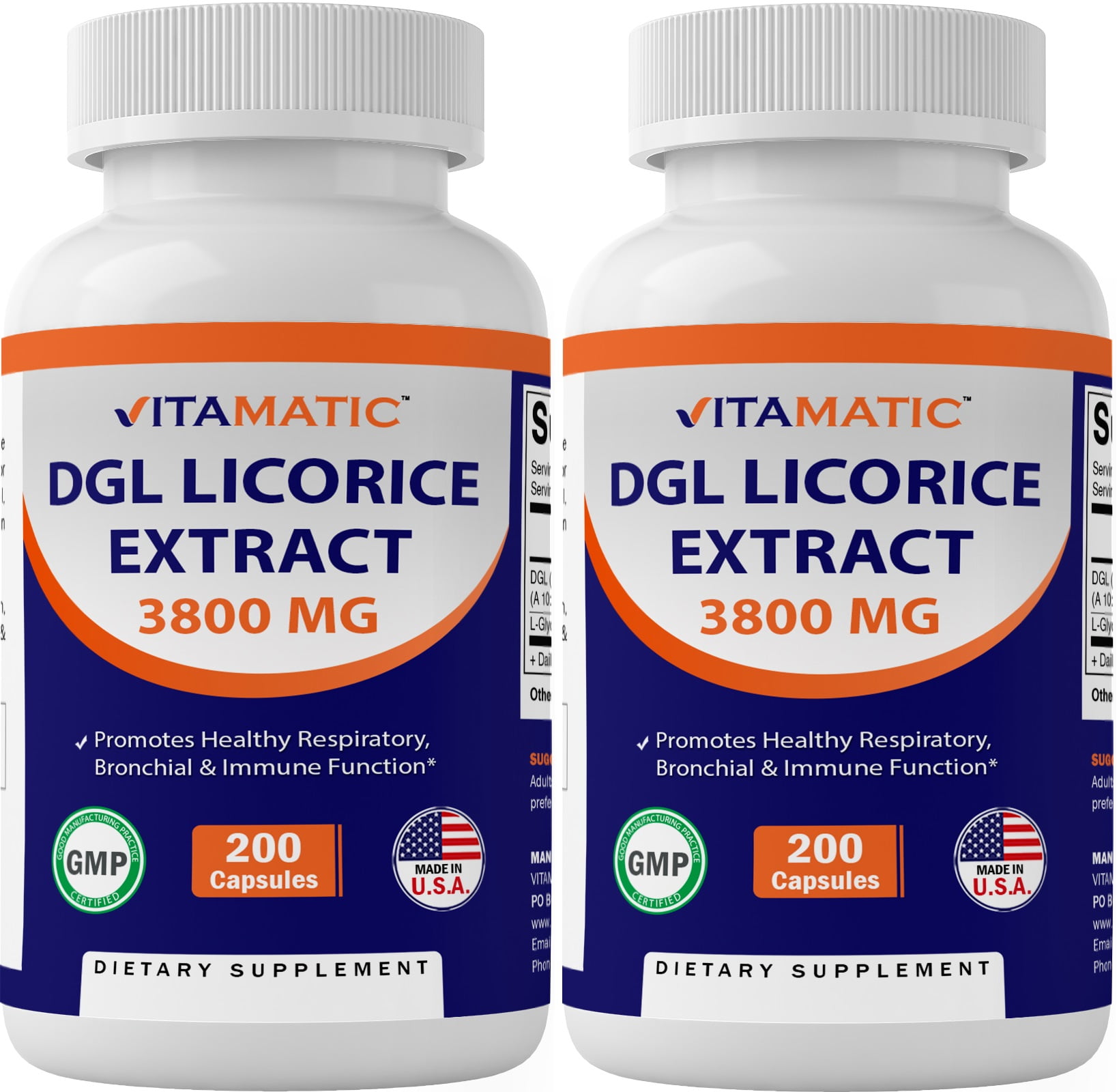 2 Pack Vitamatic DGL Licorice 10:1 Extract 380 mg (3800mg Equivalent of Licorice Root) - 10X ...