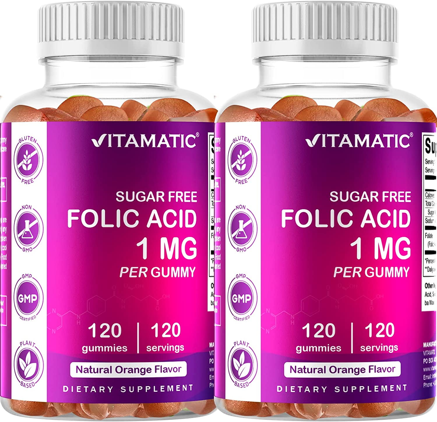 Vitamatic Folic Acid Gummies 1000 mcg - Essential Prenatal Vitamins for ...