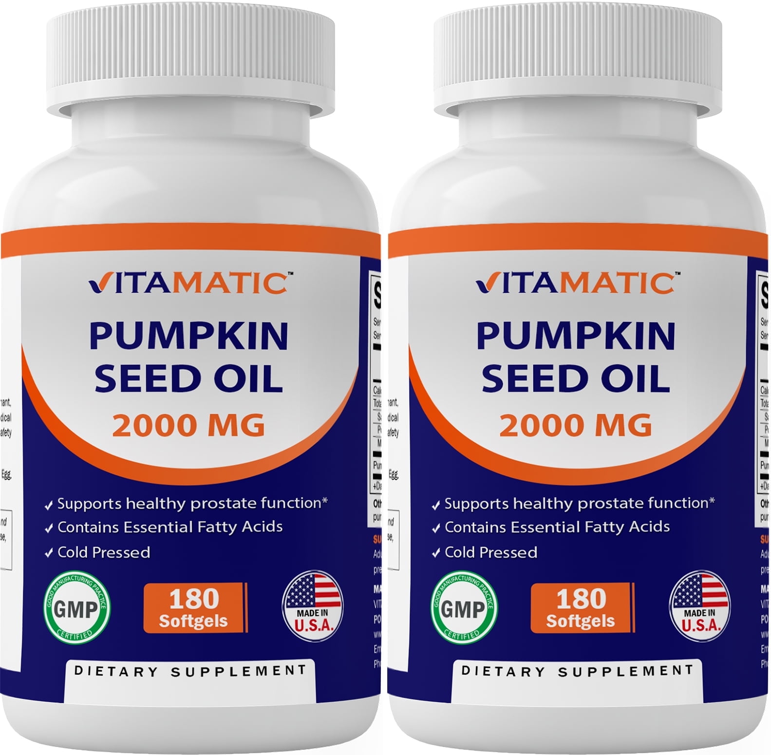 Vitamatic Pumpkin Seed Oil 2000mg Softgel Tablets - Twin Pack Vitamins ...