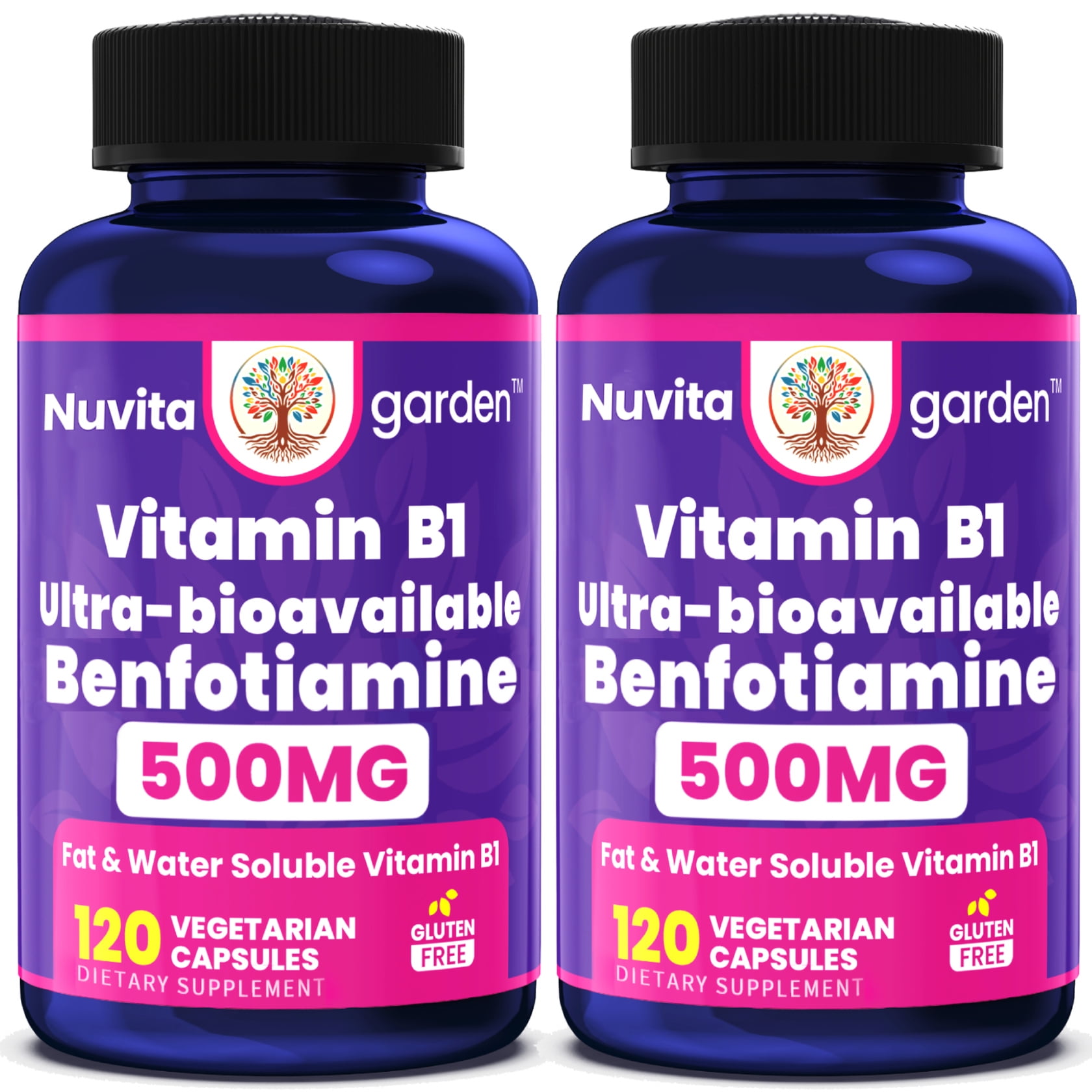 2 Pack Vitamin B1 Thiamine 500mg Supplement for Healthy Nervous System ...