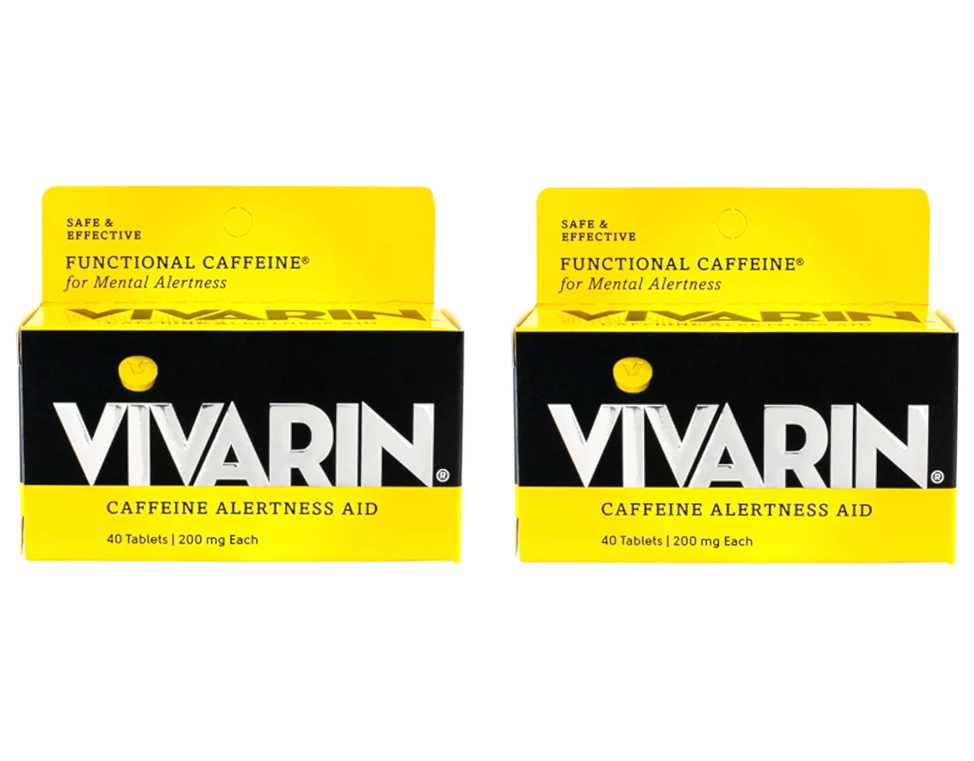 2 Pack Vivarin Caffeine Alertness Aid Safe & Effective 200mg 40 Tablets ...