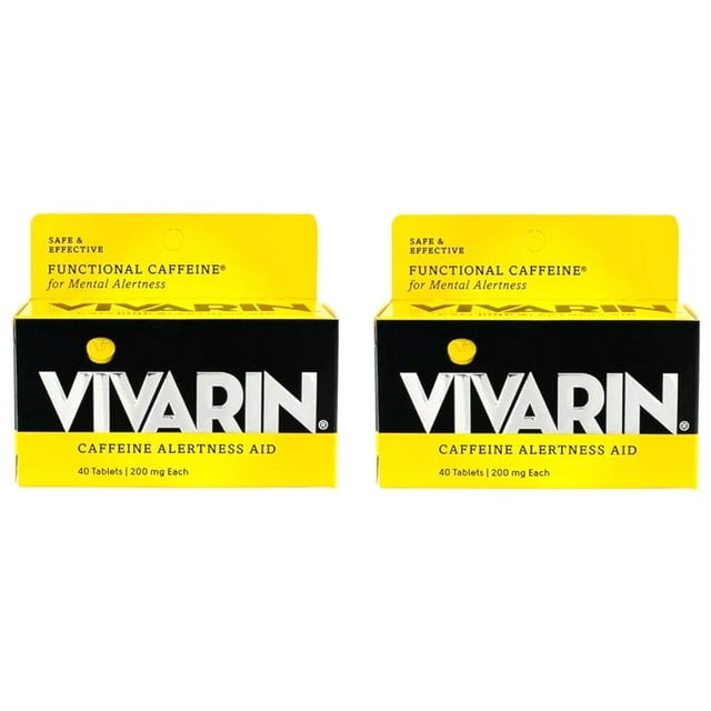 2 Pack Vivarin Caffeine Alertness Aid Safe & Effective 200mg 40 Tablets ...