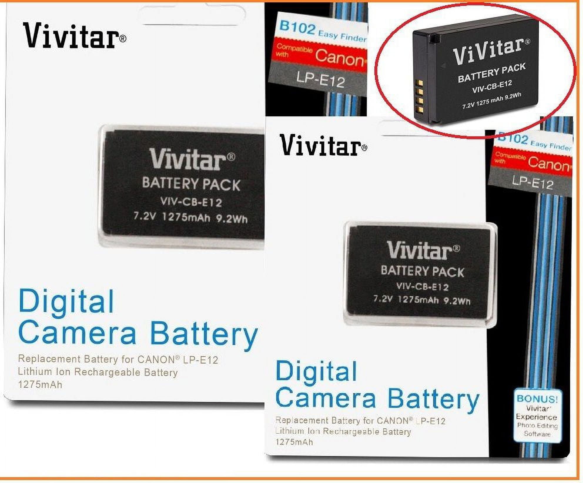 2 Pack Vivitar LP-E12 Ultra High Capacity 1275mAh Li-ion Battery for ...