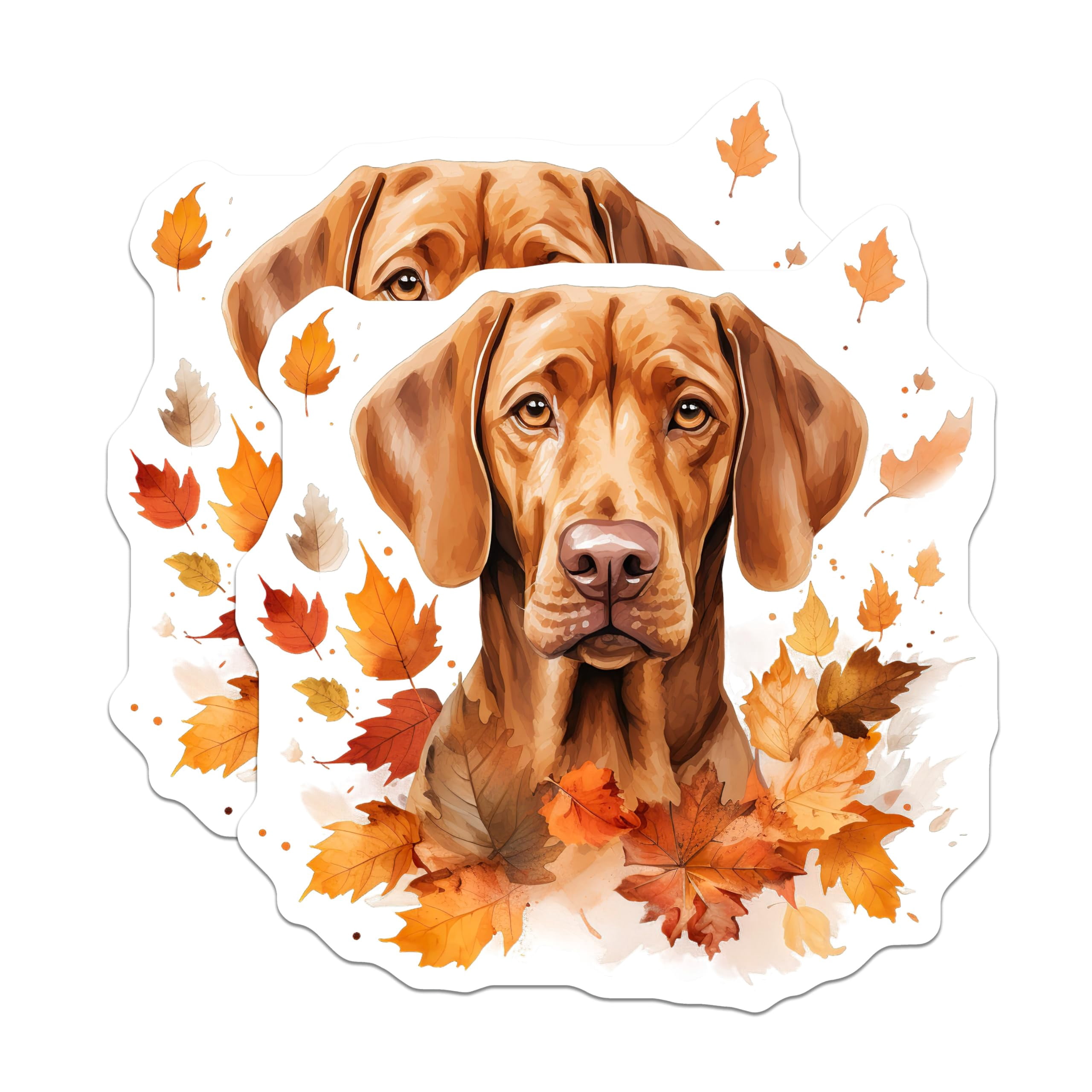 (2 Pack) Vizsla Dog Stickers - Autumn Leaves Art - Pet Lover Decals ...
