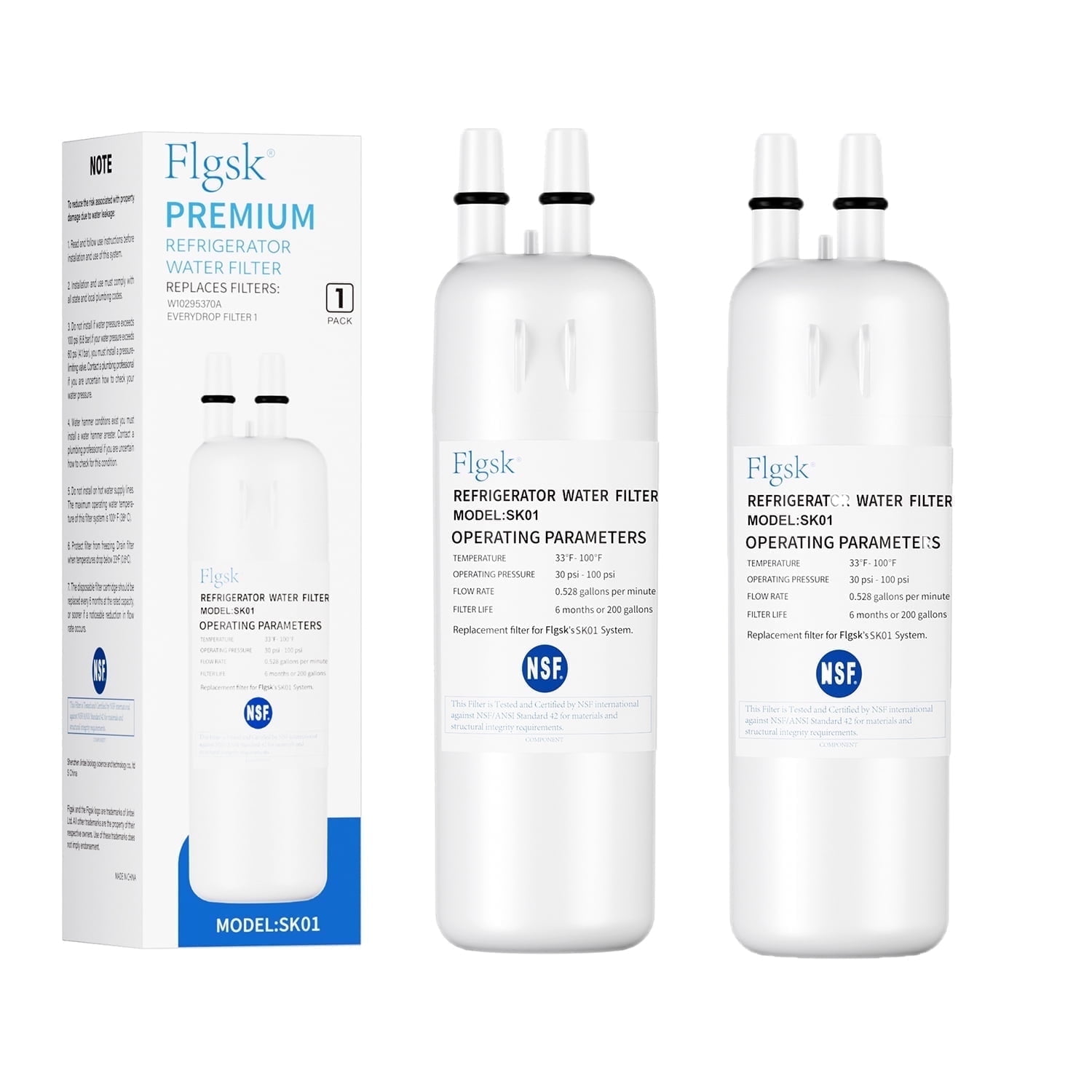 "Flgsk 2 Pack W10295370A Water Filter, Compatible with Whirlpool Filter ...