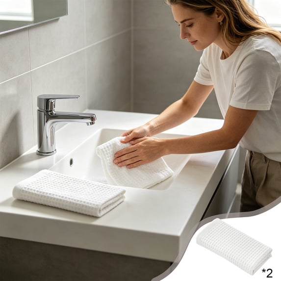 2 Pack Waffle Weave Towel, Honeycomb Texture Face Cloth for Hand Drying ...