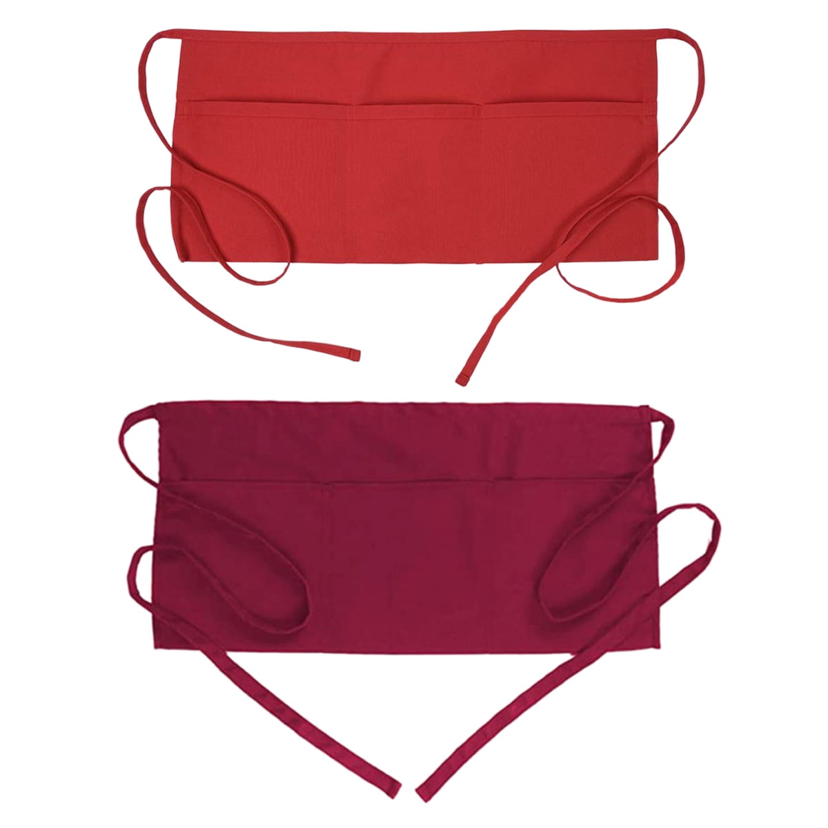 2 Pack Waist Apron With 3 Pockets - Water & Oil Resistant - Black ...