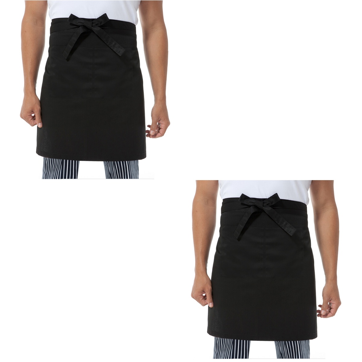 2-Pack Waist Aprons with Pockets, Unisex Black Kitchen Apron for Men ...