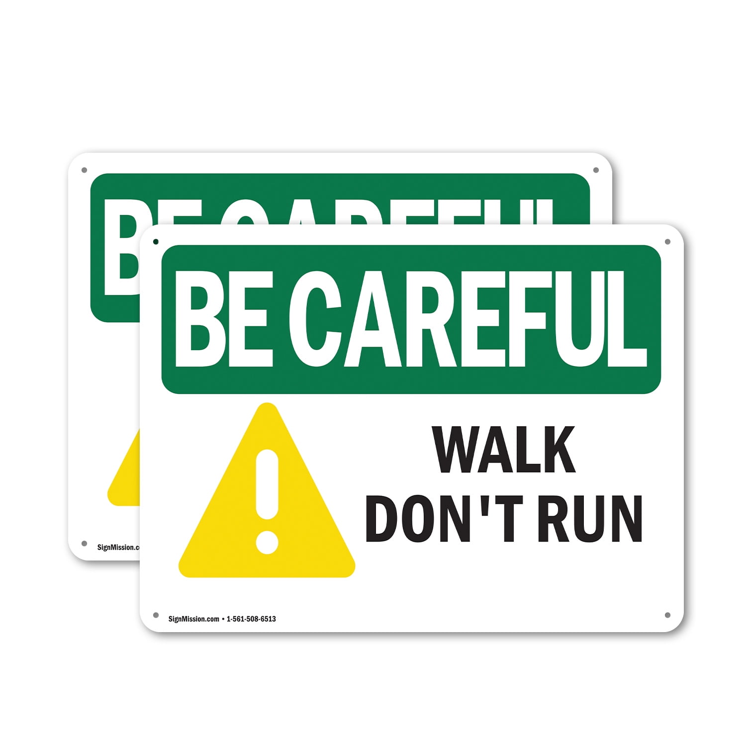 (2 Pack) Walk Don't Run OSHA Be Careful Sign 14 Inch X 10 Inch Plastic ...