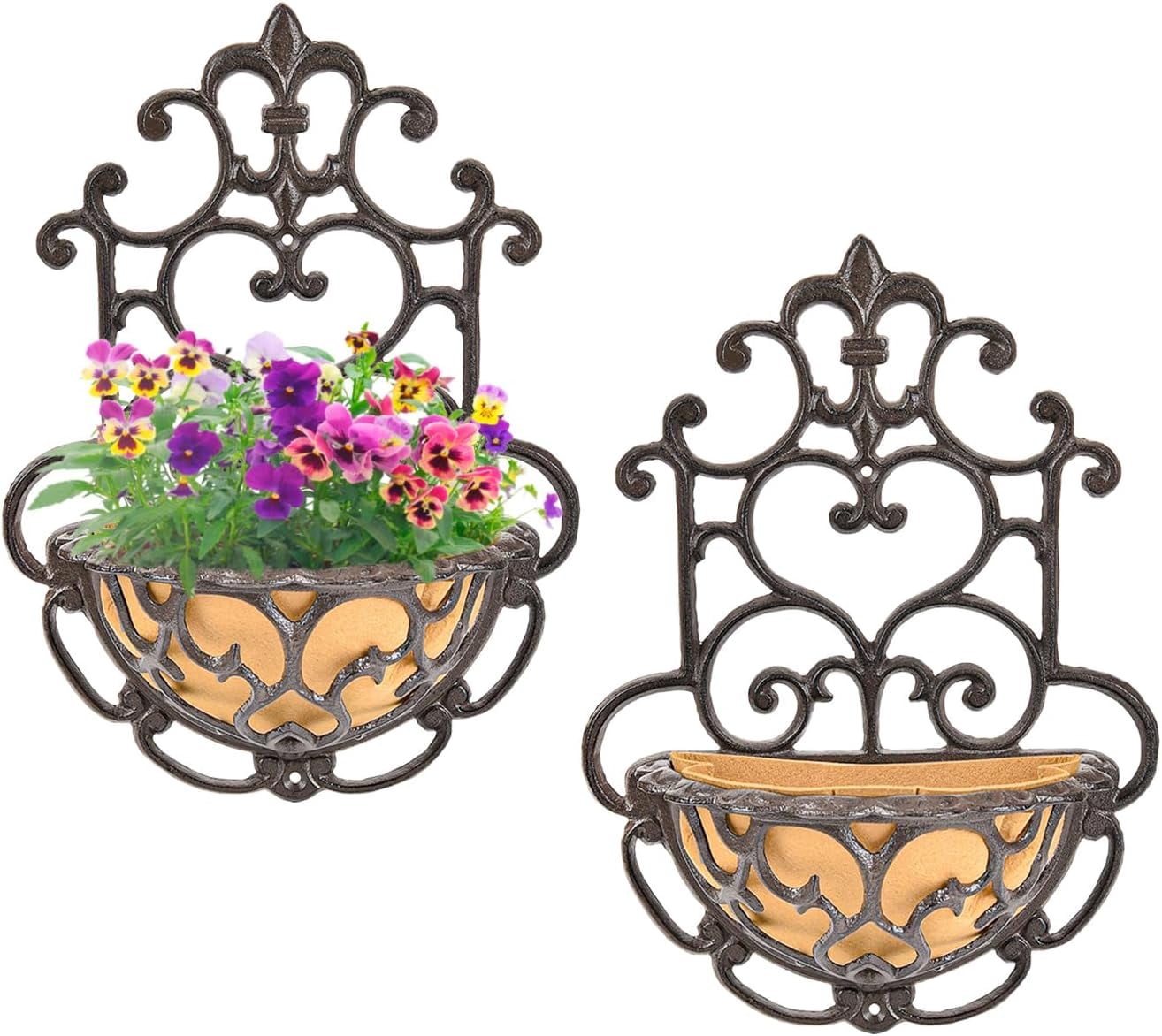 2 Pack Wall Hanging Planter Basket with Fabric Liner, Antique Victoria ...