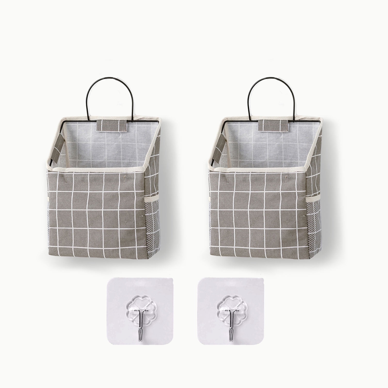 2 Pack Wall-Hanging Storage Bags,Desktop Organizer Basket Cotton Linen ...