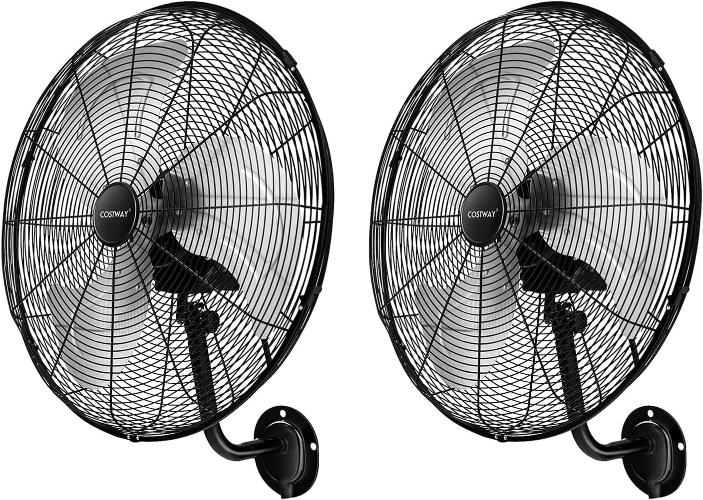 2-Pack Wall Mount Fan, 21 Inches Heavy Duty Metal Wall Fan with 3 ...