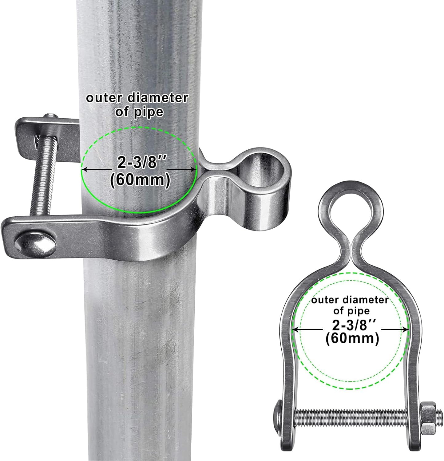 2-Pack Wall Mount Gate Hinge | 2-3/8'' Chain Link Gate Hinge for Farm Gate, 304 Stainless Steel ...