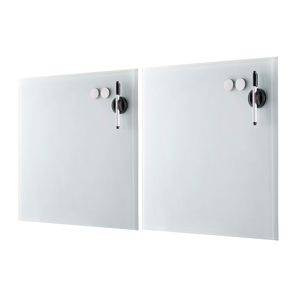 2 Pack Wall Mount Glass White board, Premium Magnetic Glass Dry Erase ...