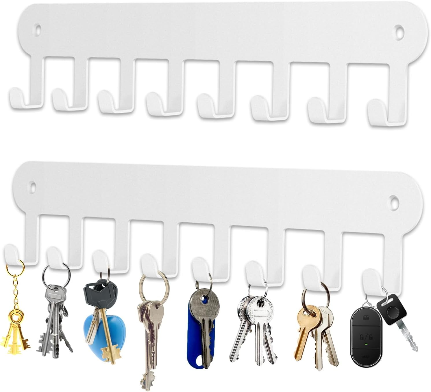 2 Pack Wall Mount Key Holder, Key Hanger Wall Mount with 8 Hooks ...
