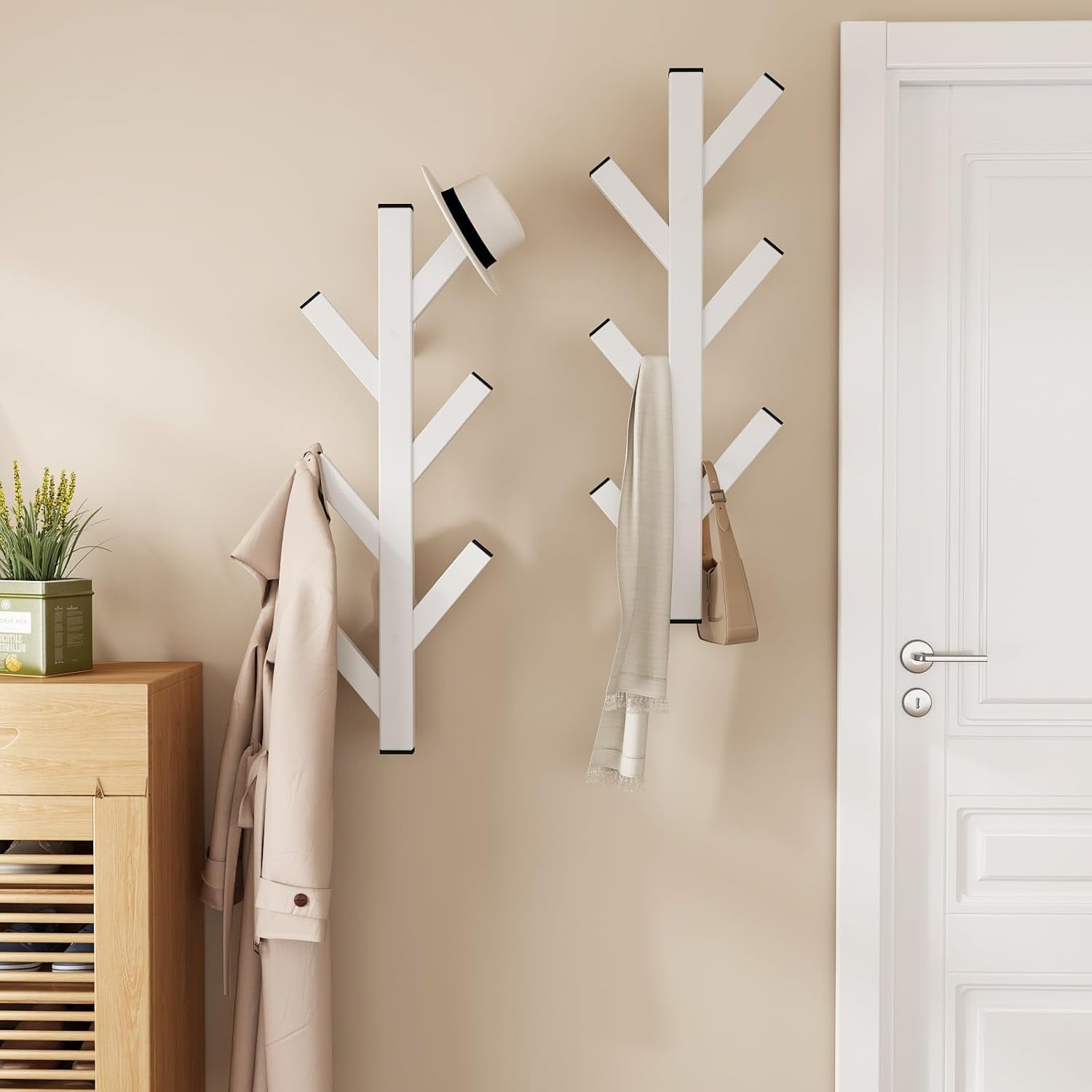 2 Pack Wall Mount Metal Coat Rack, Modern Coat Tree with 6 Hooks ...