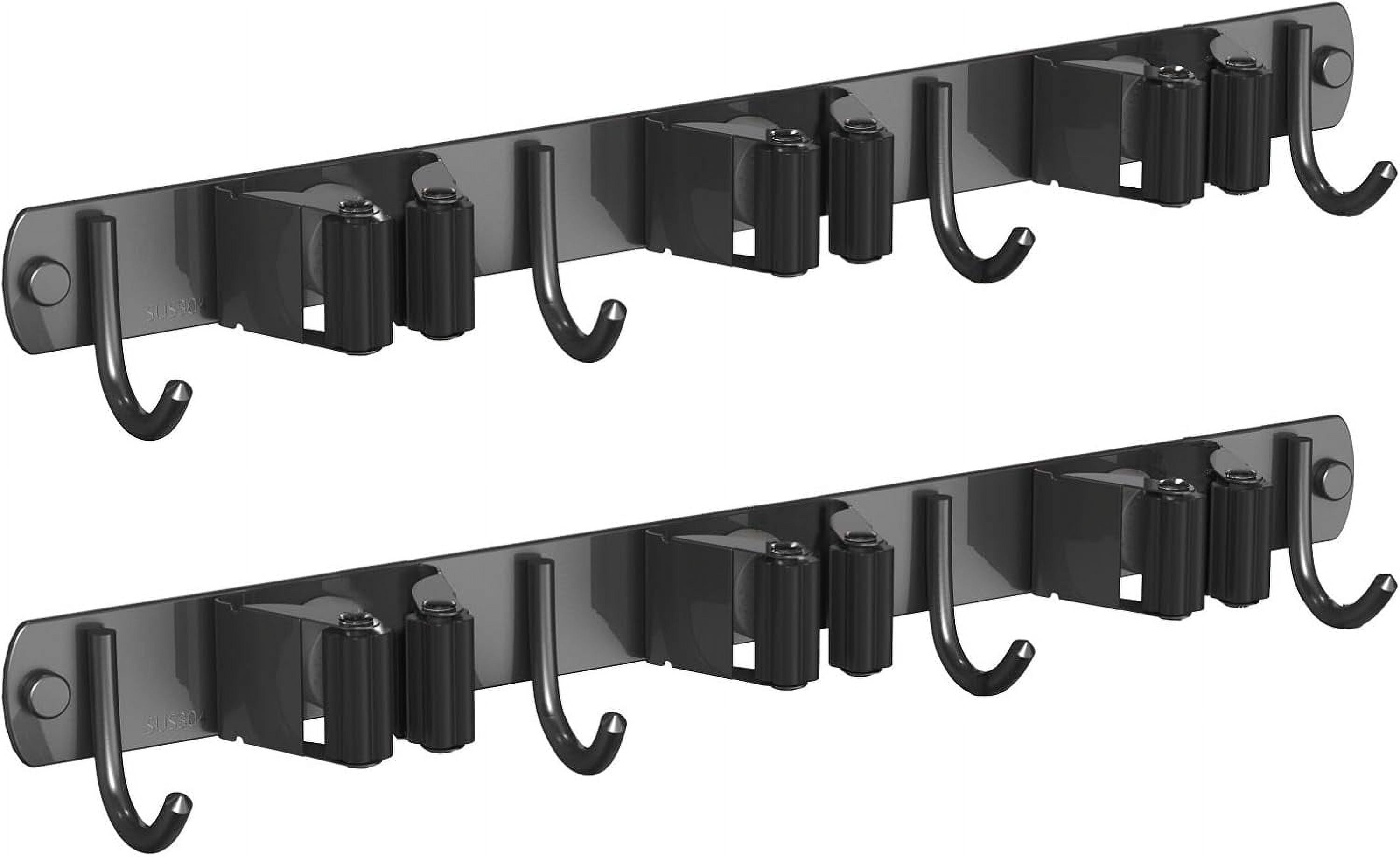 2 Pack Wall Mount Mop and Broom Holder, Non-Slip Heavy Duty Organizer ...