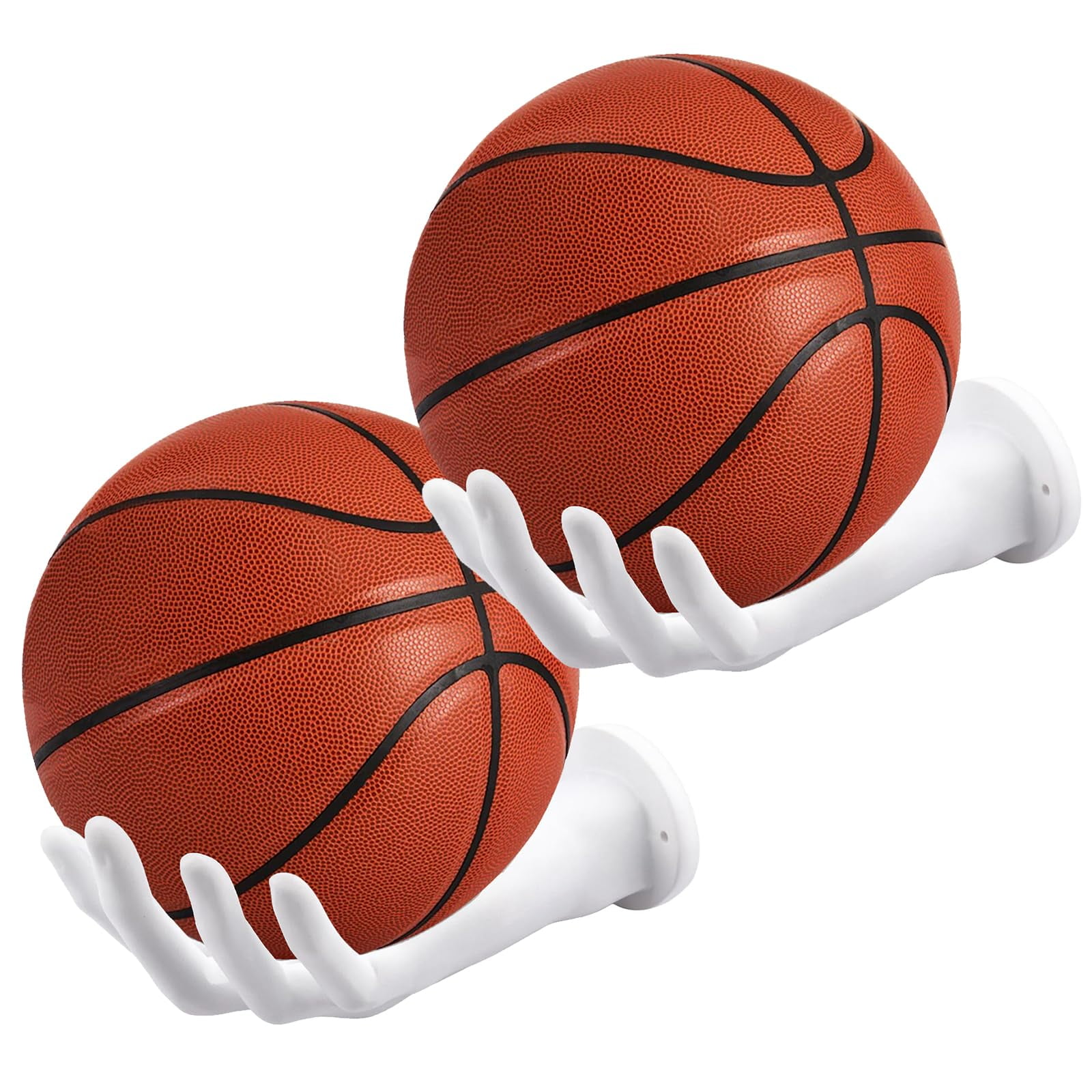2 Pack Wall Mounted Basketball Display Rack, Hand Shaped Ball Rack for ...