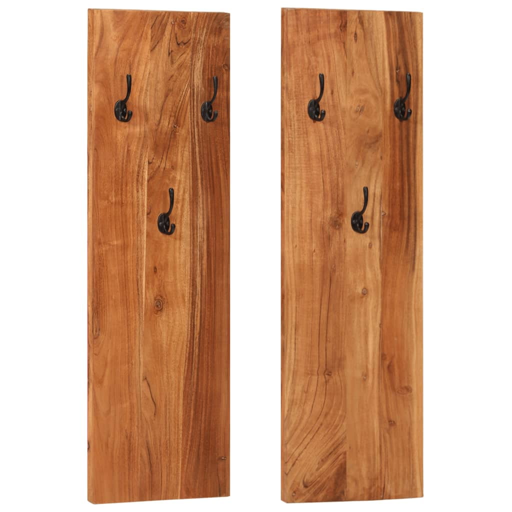 2 Pack Wall-Mounted Coat Racks - Solid Acacia Wood, Durable, Space ...