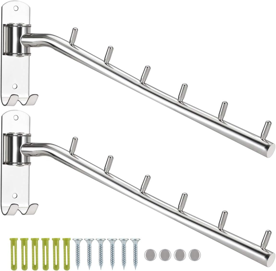 2-Pack Wall Mounted Folding Clothes Hanger Rack, Stainless Steel ...