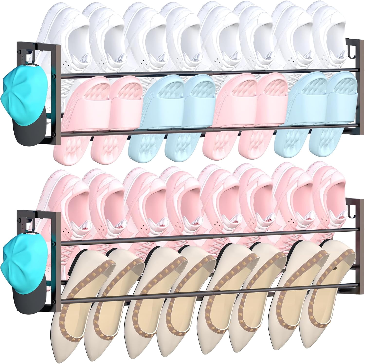 2 Pack Wall Mounted Shoe Rack for Narrow Spaces, Hanging Shoe Rack ...