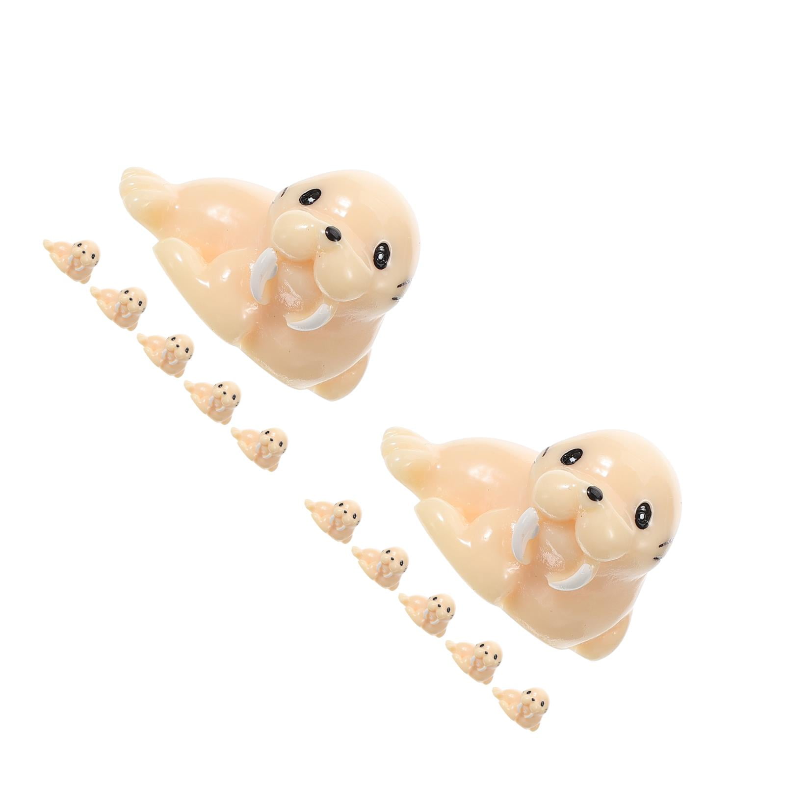 2 Pack Walrus Small Animal Simulation Model Mini Artificial Decoration ...