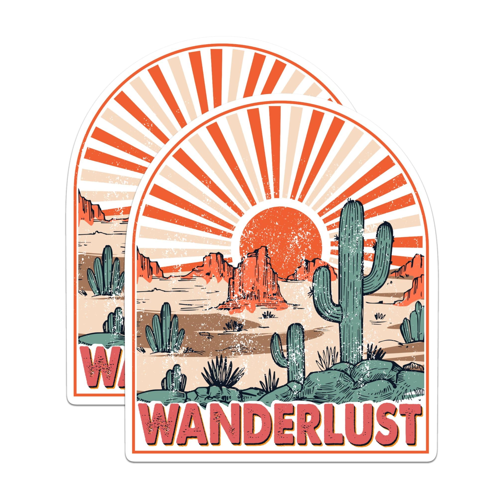 (2 Pack) Wanderlust Desert Stickers - Traveler Adventure Adventurer ...